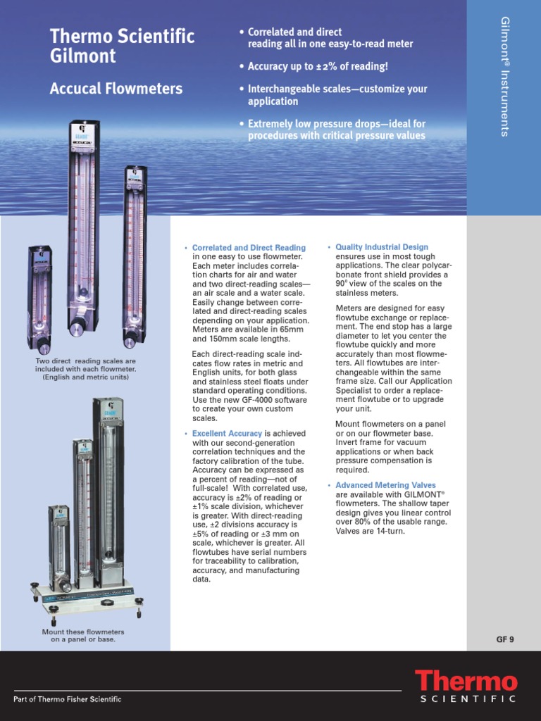 Thermo Scientific Gilmont: Accucal Flowmeters | PDF | Flow Measurement ...