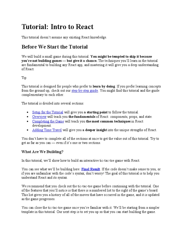 Tutorial: Intro To React: Before We Start The Tutorial | Download Free PDF | Java Script ...