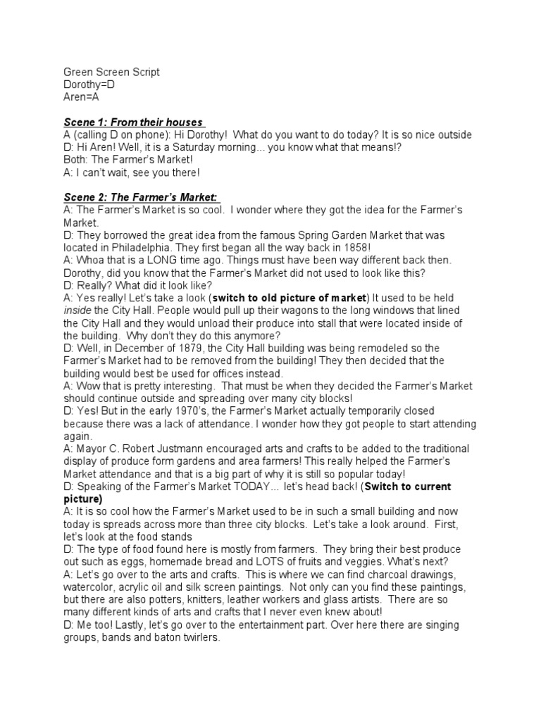 Green Screen Script | PDF | Grocery Store | Food Retailing