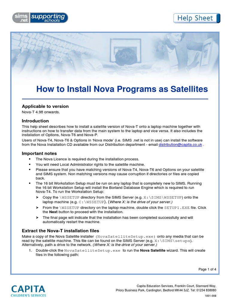 Installing Nova-T6 as Satellite Software | PDF | Backup | Computer File