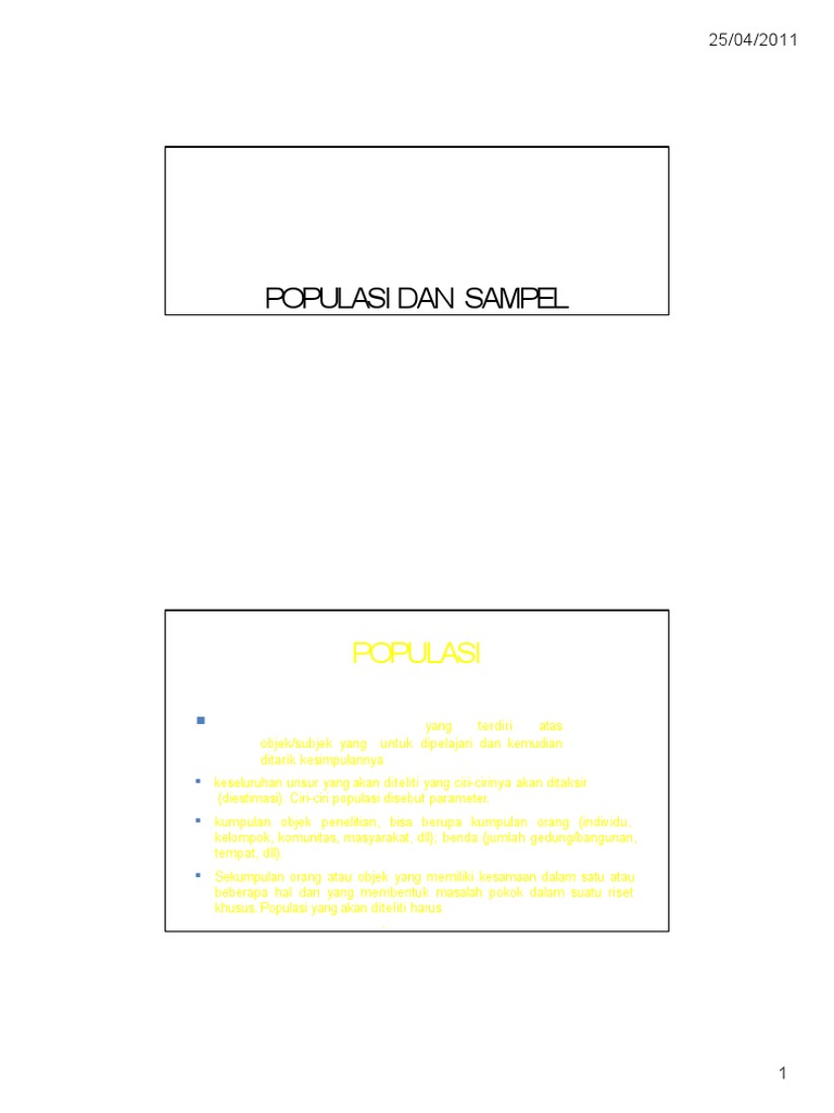 Populasi Dan Sampel Dan Teknik Sampling PPT Compatibility Mode Dikonversi | PDF