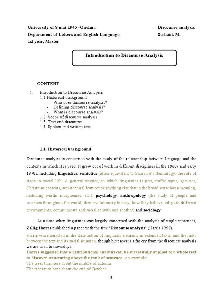 2 Introduction To Discourse Analysis | PDF | Discourse | Linguistics