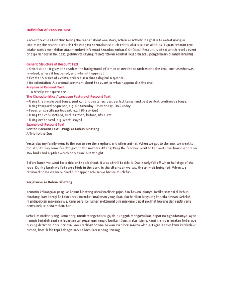 Definition of Recount Text | PDF