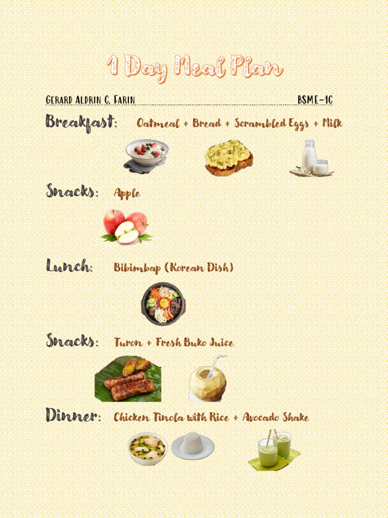 1 Day Meal Plan - Physical Fitness | PDF