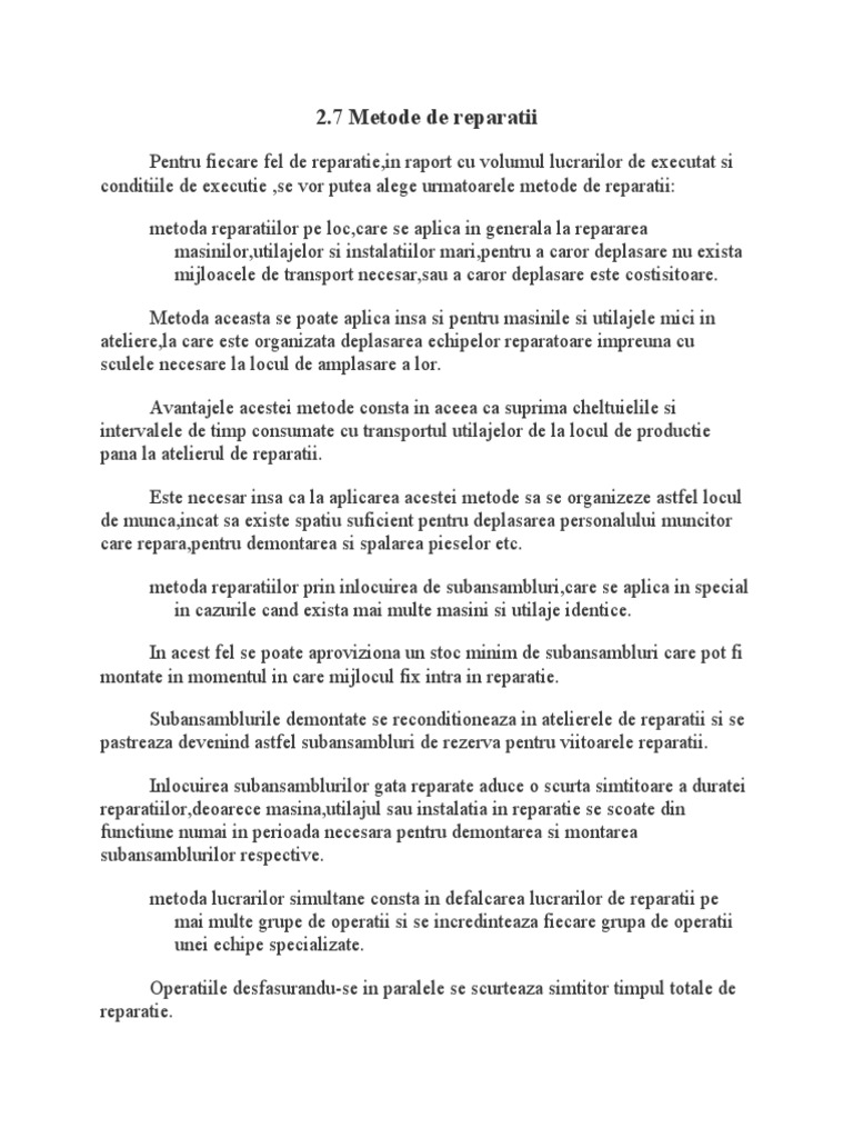 Metode de Reparatii | PDF