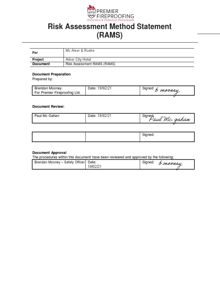 New RAMS - MARC - Arbor City Hotel - London | PDF | Personal Protective ...