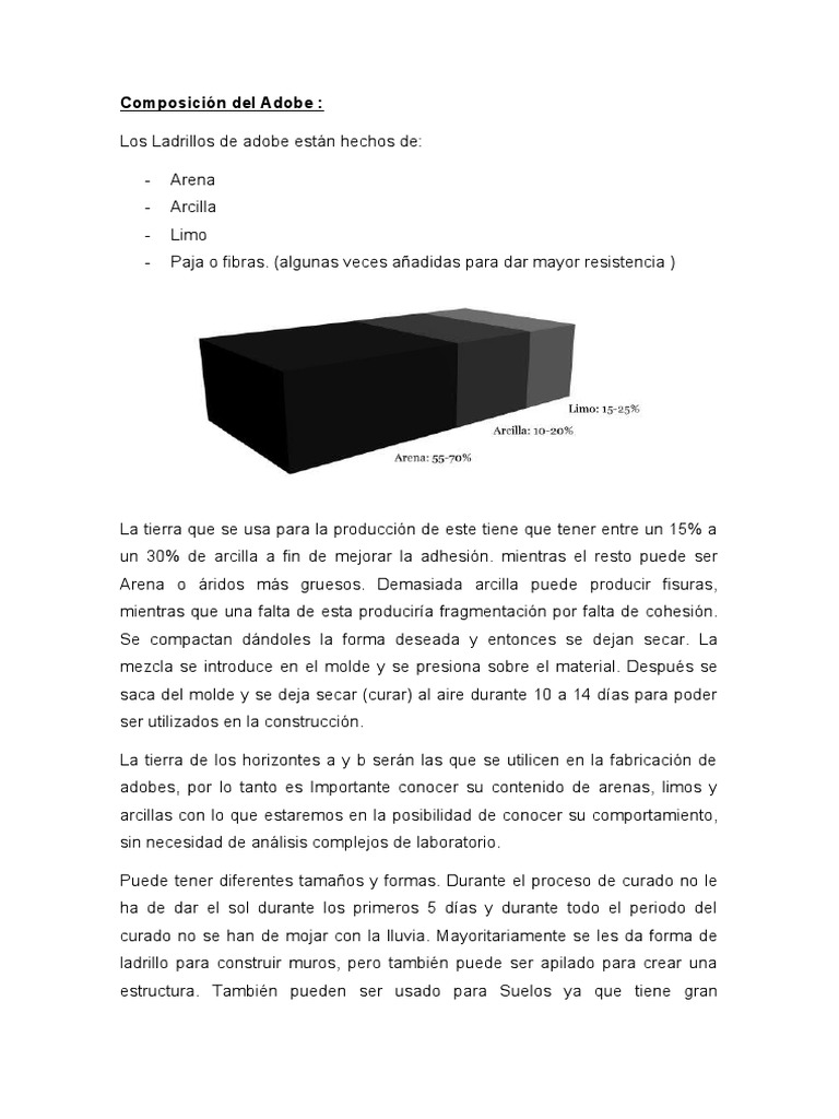 Composición de Los Adobes y Calidad de La Construcción | PDF | Ladrillo ...