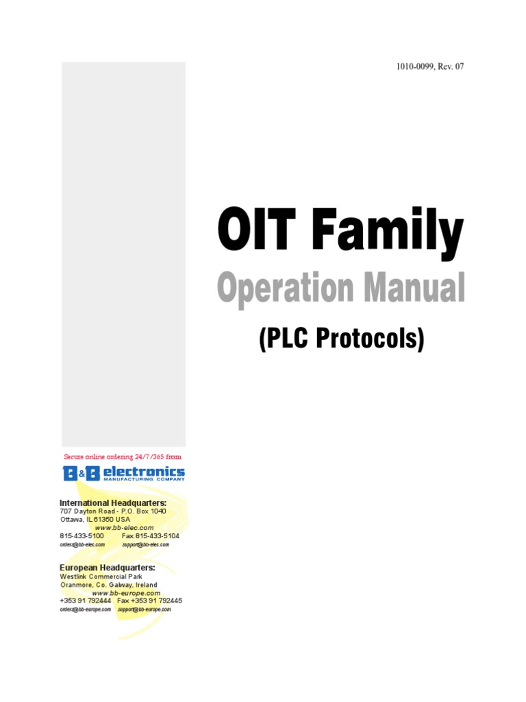 OIT Family Operation Manual (PLC Protocols For OITware-200) - 1-25-07 ...