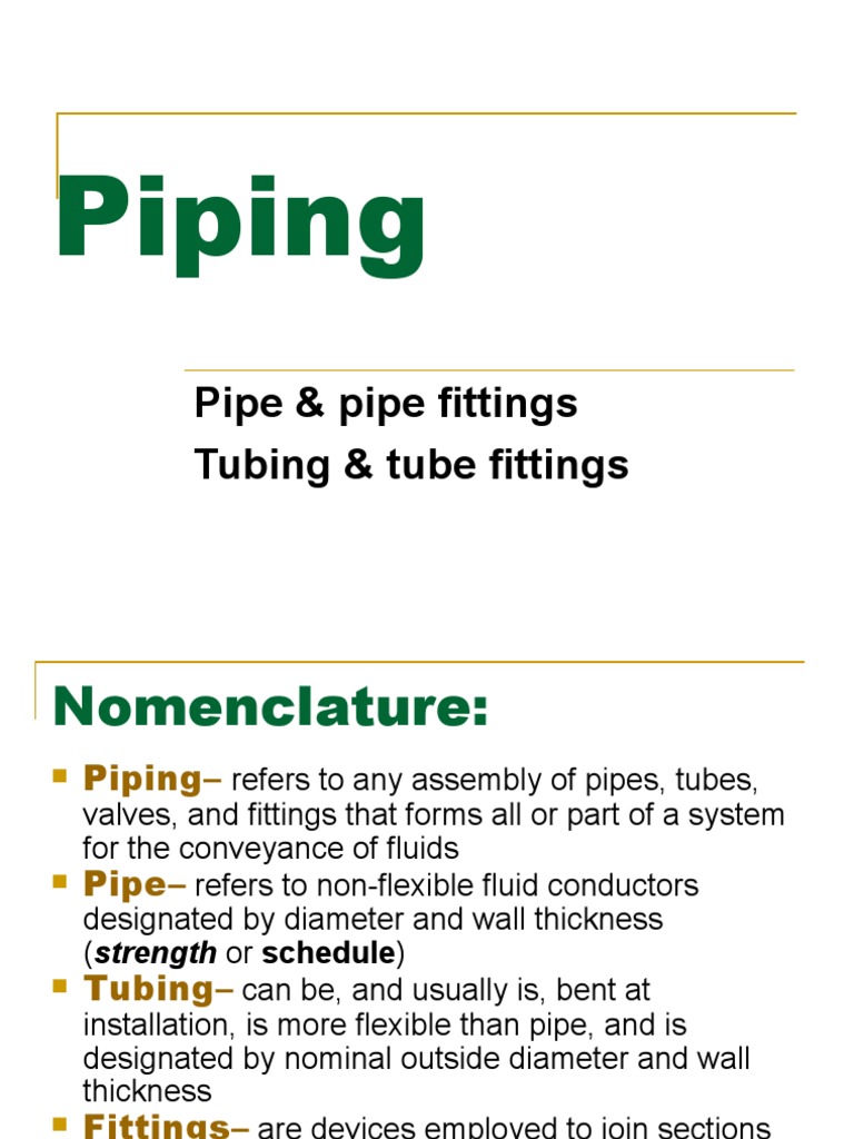 Piping: Pipe & Pipe Fittings Tubing & Tube Fittings | PDF | Pipe (Fluid ...