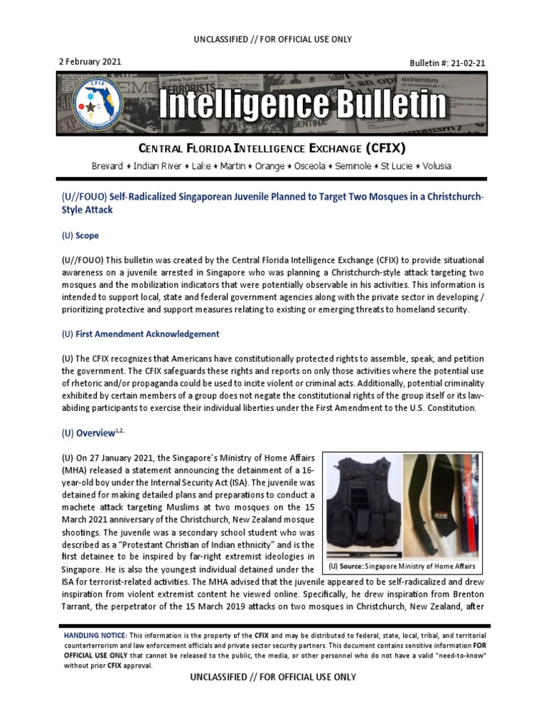 UFOUO CFIX IB Self Radicalized Singaporean Juvenile Mosques ...