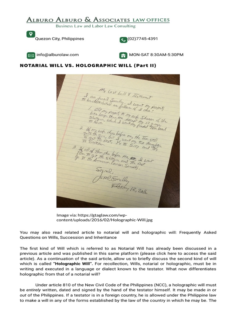 Understanding Holographic Wills in the Philippines | PDF | Will And ...