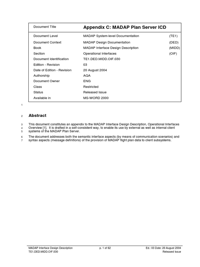 Cats 150 151 152 153 - User Interface Definition For The Madap Plan ...