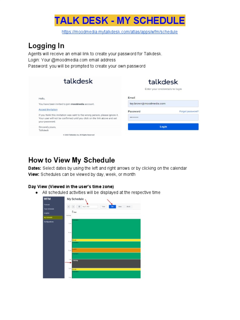 Talk Desk - My Schedule | PDF | Login | Password