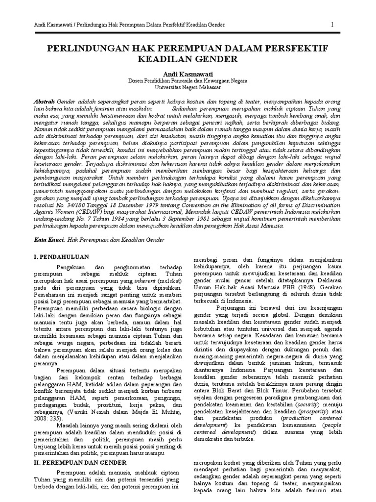 Jurnal Perlindungan Hak Perempuan Dalam Perspektif Keadilan Gender | PDF