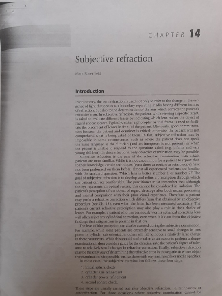 Subjective Refraction Mark Rosenfield | PDF | Visual System | Equipment