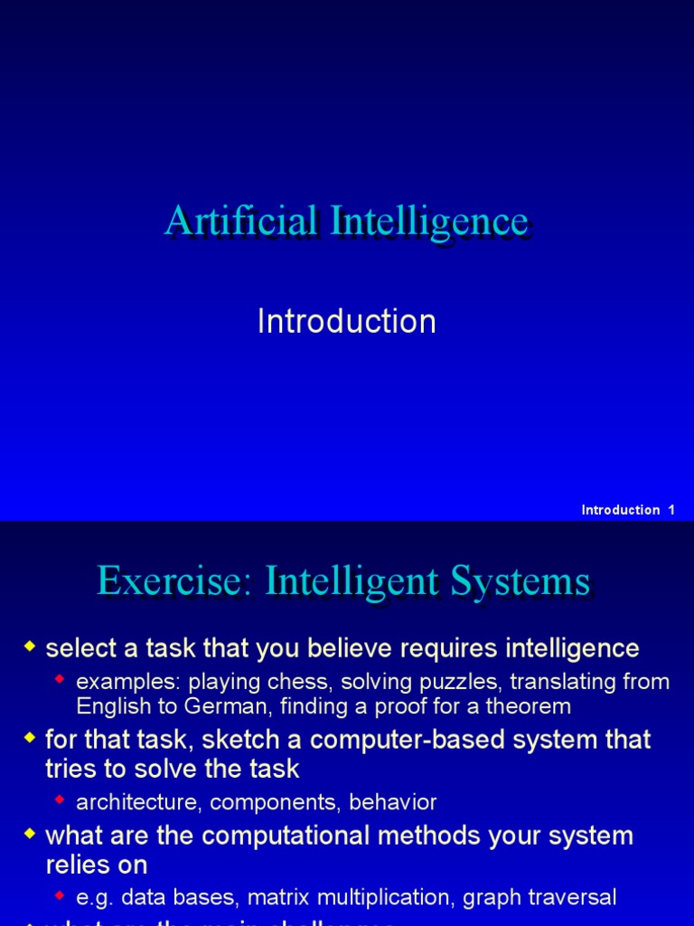 Intro | PDF | Intelligence (AI) & Semantics | Artificial Intelligence