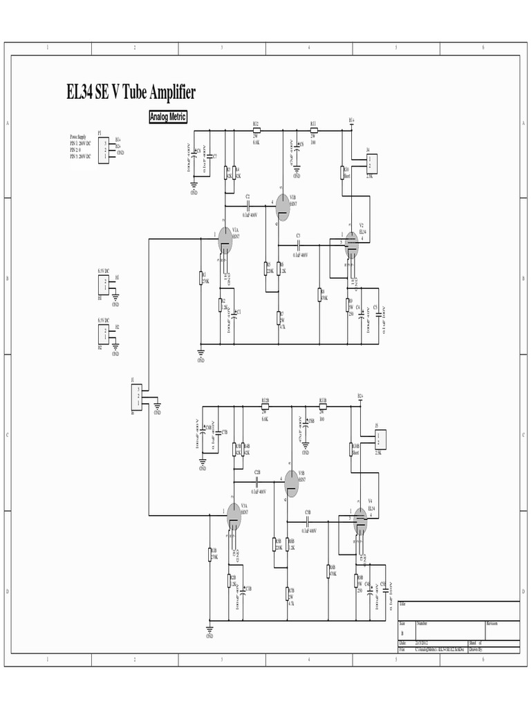 EL34 SE Amplifier Schematic | PDF | Vacuum | Electricity