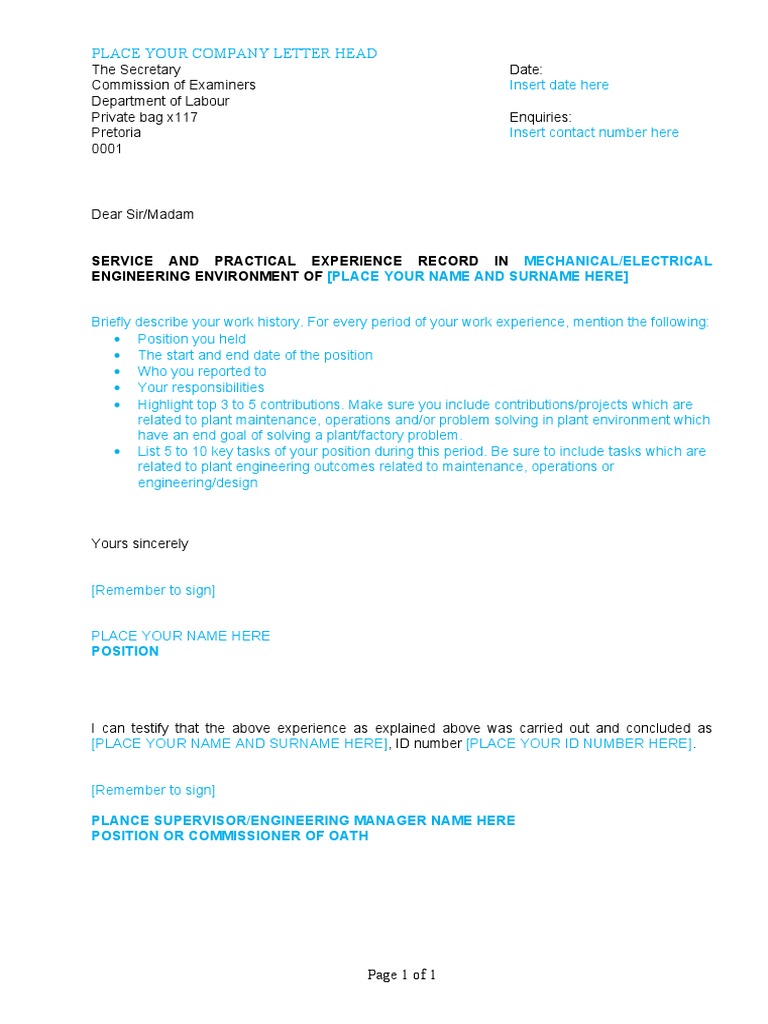 GCC Experience Letter PDF