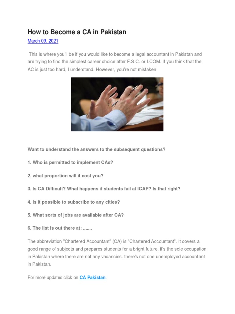 How To Become A CA in Pakistan | PDF