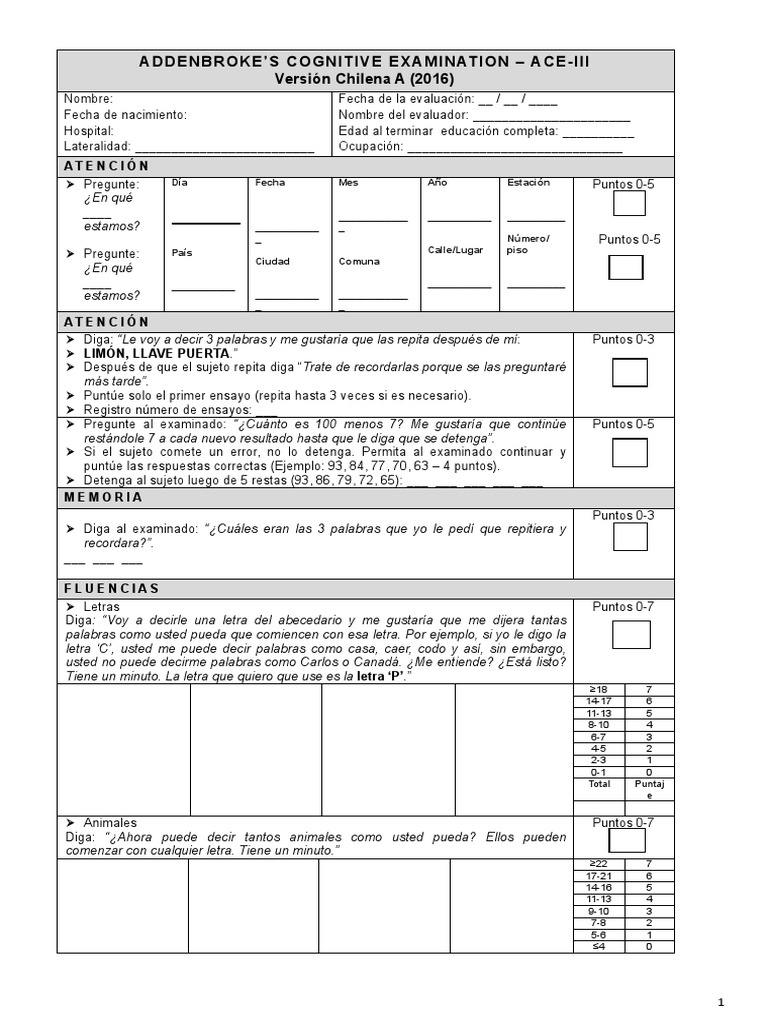 Ace Iii Chile | PDF | Ciencia cognitiva | Lingüística