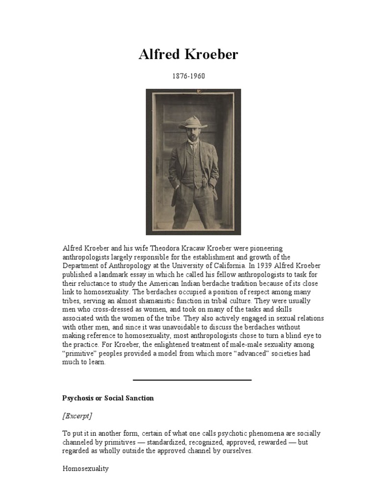 Alfred Kroeber | PDF | Anthropology | Homosexuality