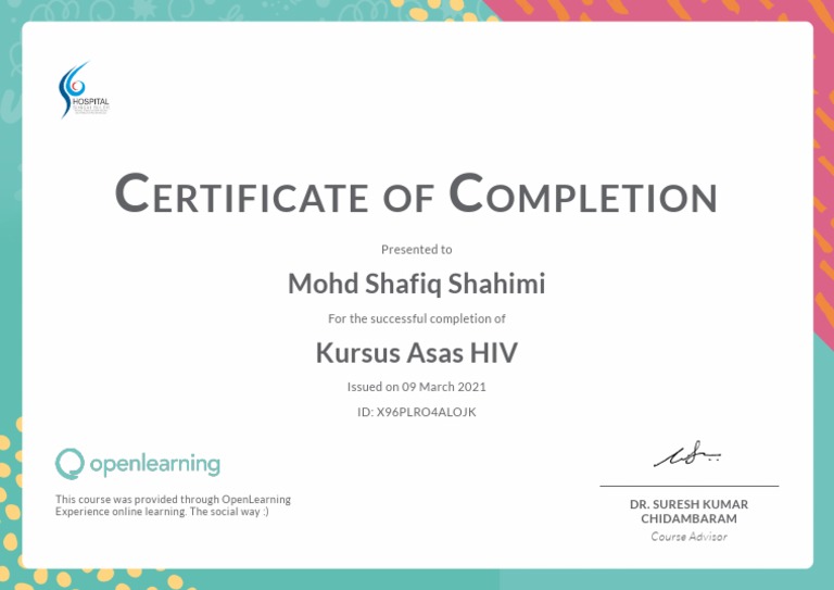 HIV Course Completion Certificate | PDF