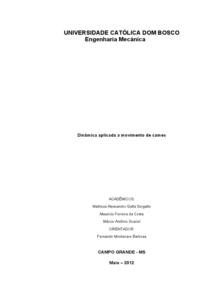Dinâmica dos Cames Mecânicos | PDF | Engenharia Mecânica | Science