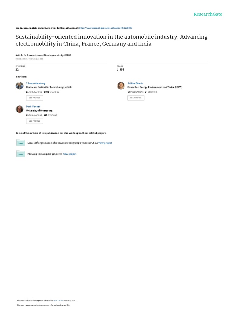 Sustainability-Oriented Innovation in The Automobile Industry ...
