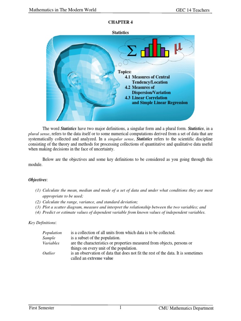 Chapter 4 Statistics | Download Free PDF | Correlation And Dependence ...