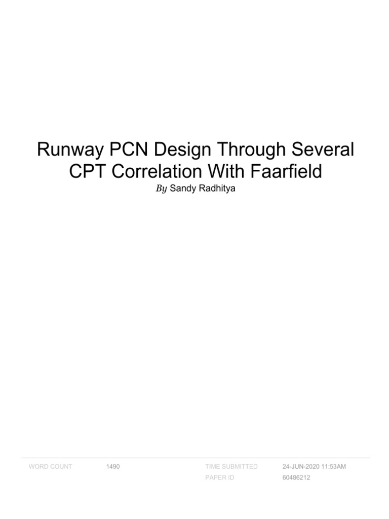 Runway PCN Design Through Several CPT Correlation With Faarfield | PDF