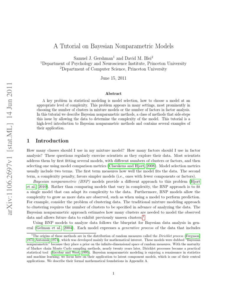 A Tutorial On Bayesian Nonparametric Models Pdf
