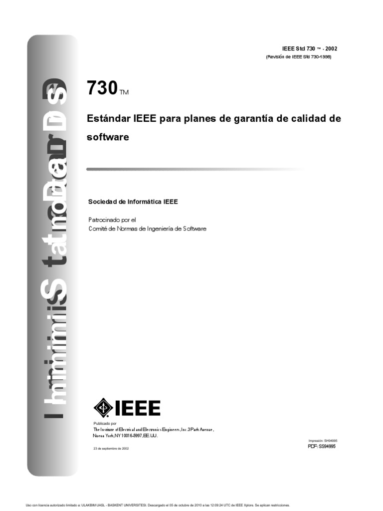 Ieee STD 730 2002.en - Es | PDF | Instituto de Ingenieros Eléctricos y ...