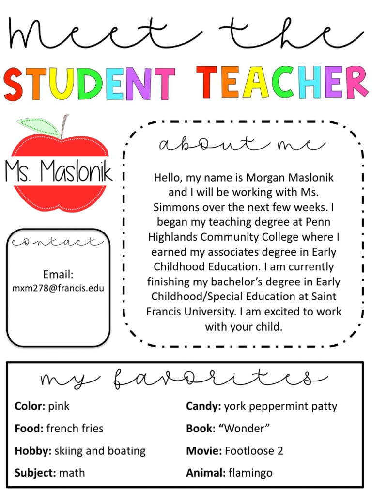 Meet The Student Teacher | PDF