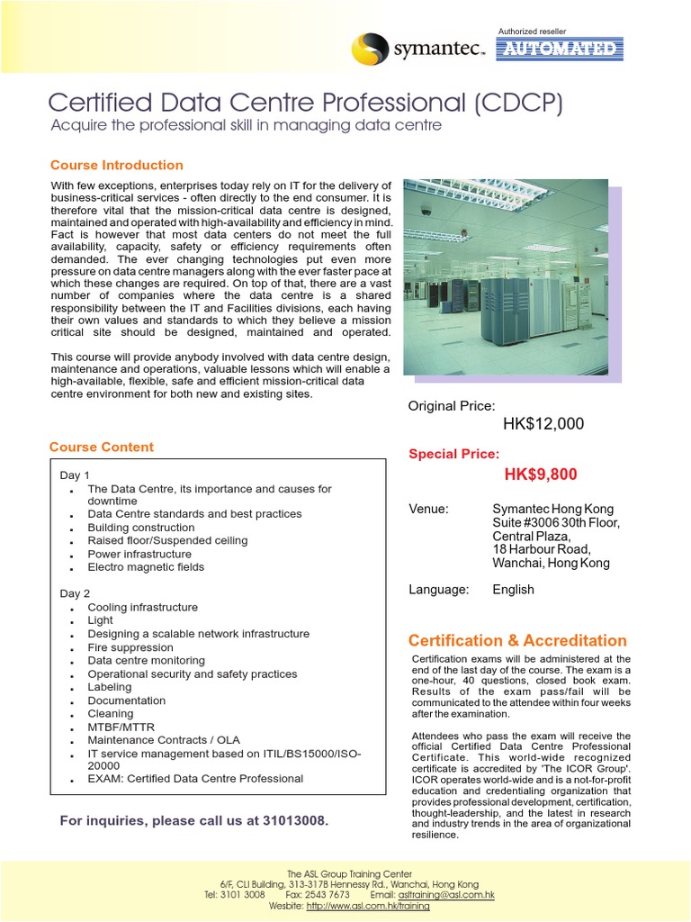 Certified Data Centre Professional CDCP | PDF | Data Center | Information Age