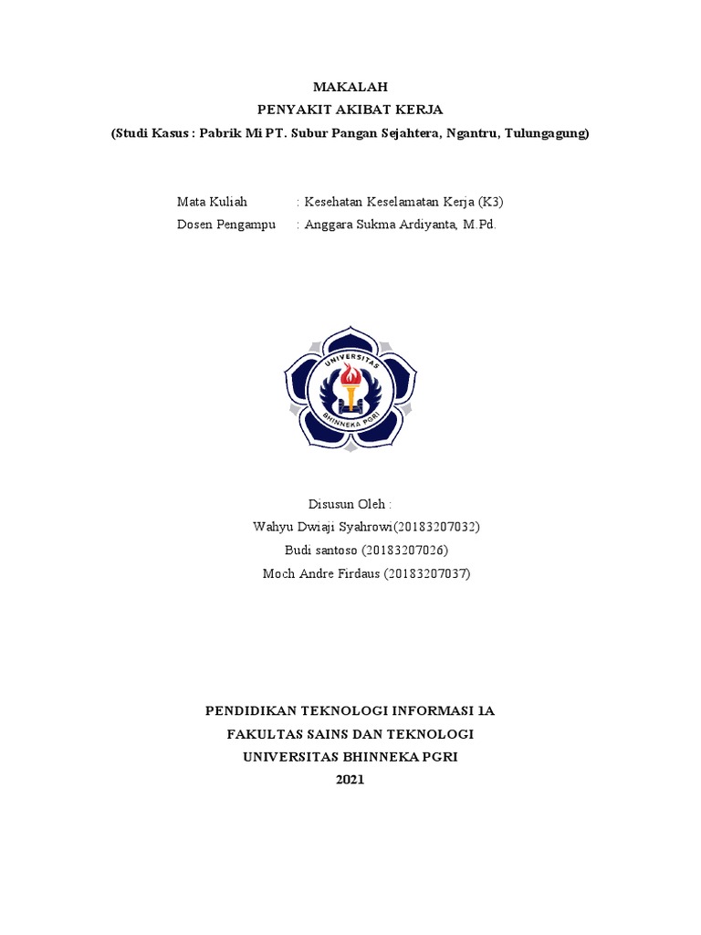 MAKALAH K3 Penyakit Akibat Kerja | PDF