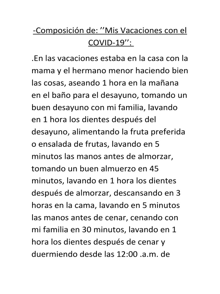 Mis Vacaciones en Casa Durante COVID-19 | PDF