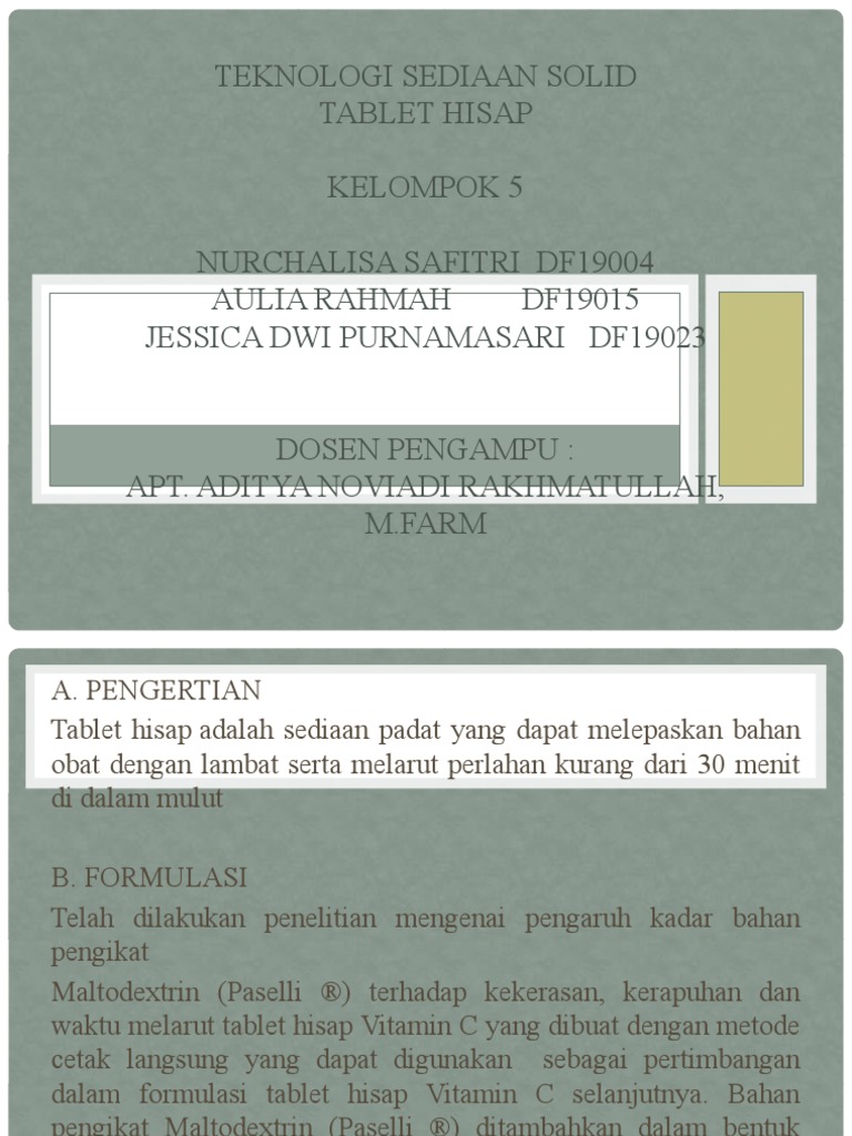 Formulasi Tablet Hisap Vitamin C | PDF