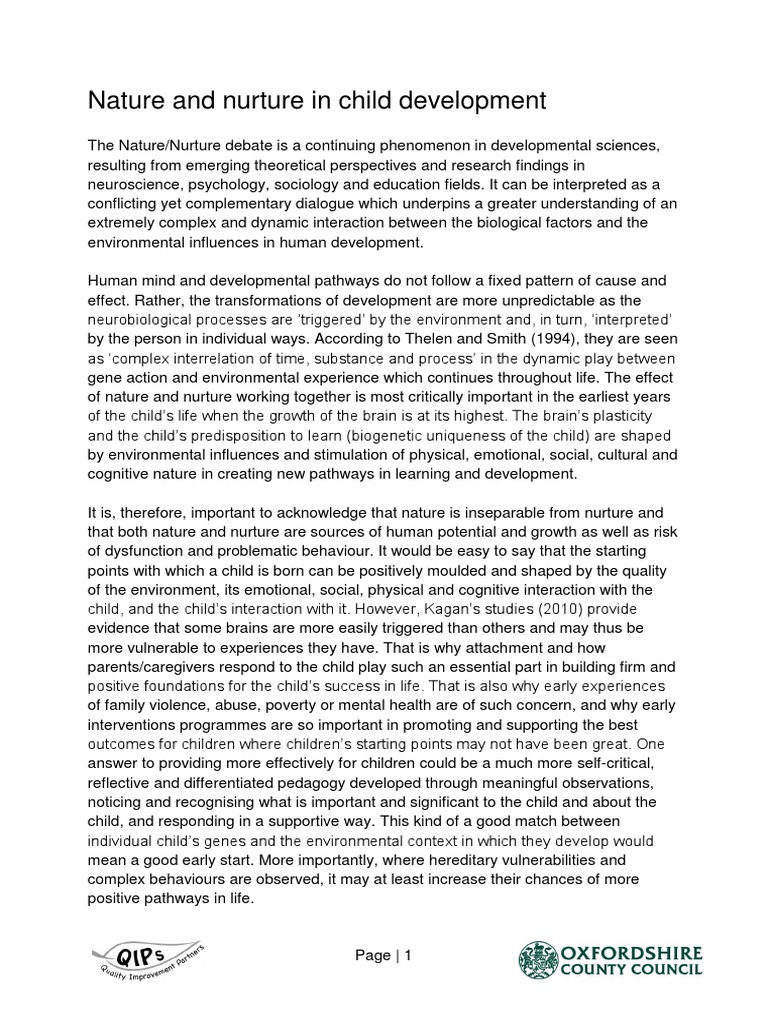 Nature and Nurture in Child Development | PDF | Nature Versus Nurture ...