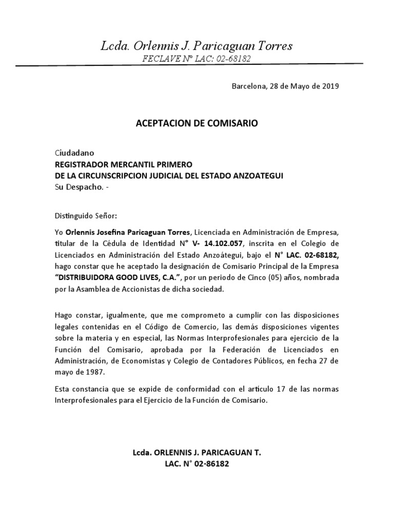 Aceptacion de Comisario | PDF | Gobierno | Justicia