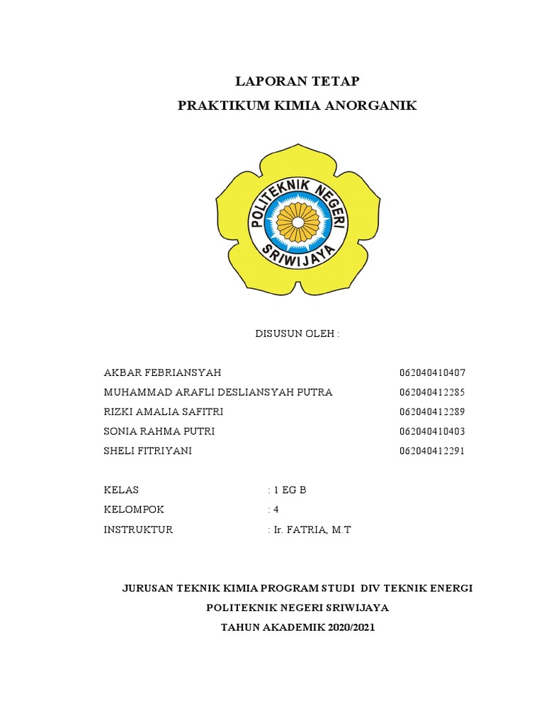 Laporan Tetap Kimia Anorganik k4 | PDF