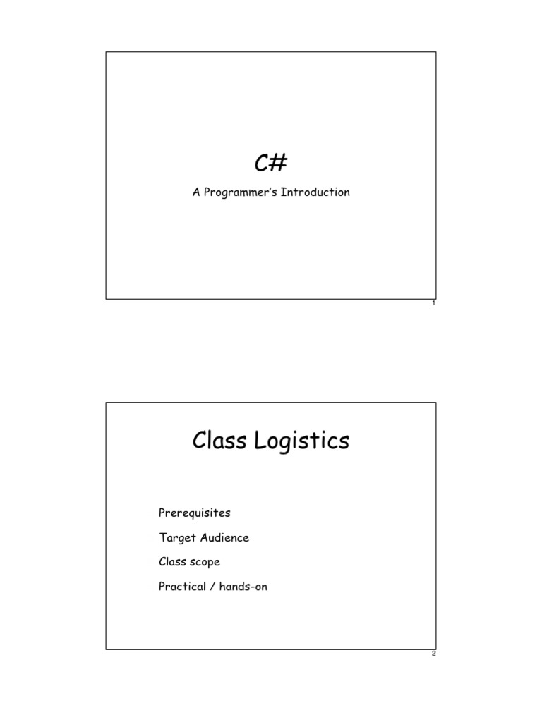 C#Slides | C Sharp (Programming Language) | Control Flow