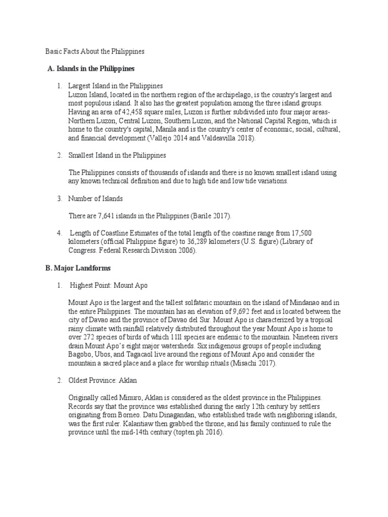 Basic Facts About The Philippines | PDF | Philippines | Luzon