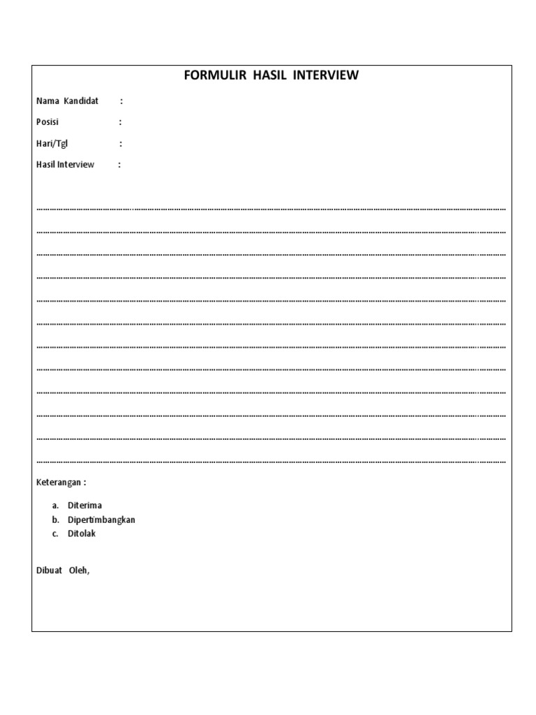 Formulir Hasil Interview & Data Pribadi Pelamar | PDF