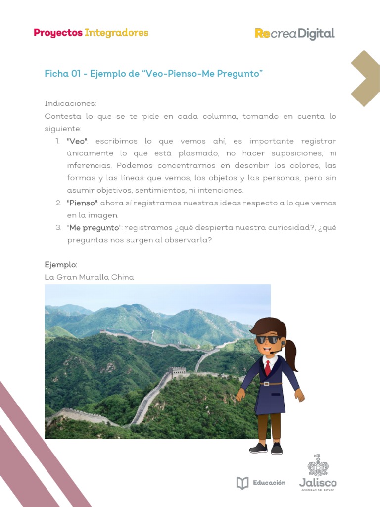 Ficha 01 - Ejemplo de - Veo-Pienso-Me Pregunto | PDF