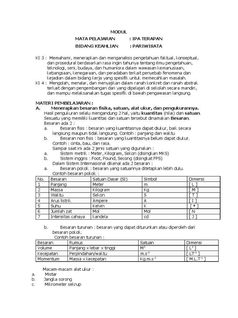 Contoh Besaran Non Fisika dalam IPA | PDF