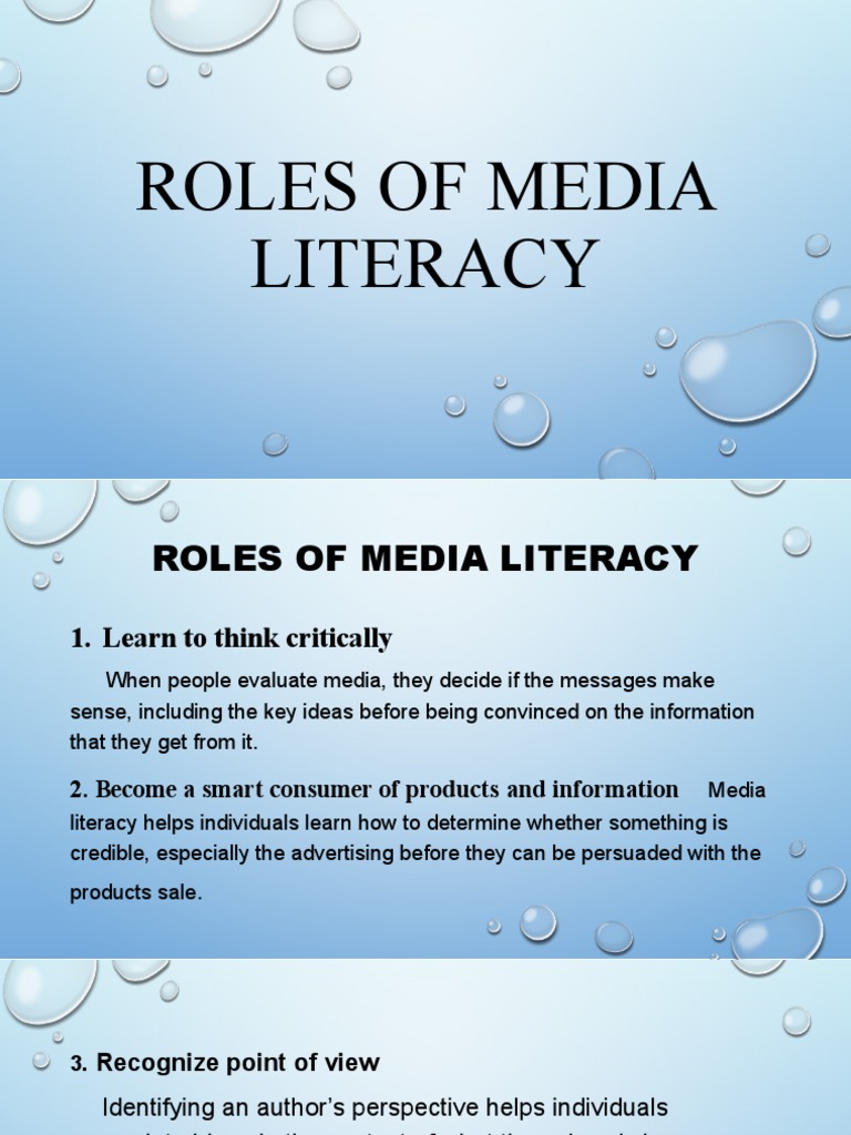 Roles of Media Literacy | PDF | Social Media | Popular Culture & Media ...