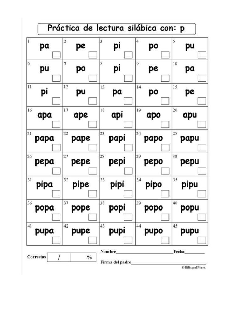 Lectura Silabica Con P | PDF