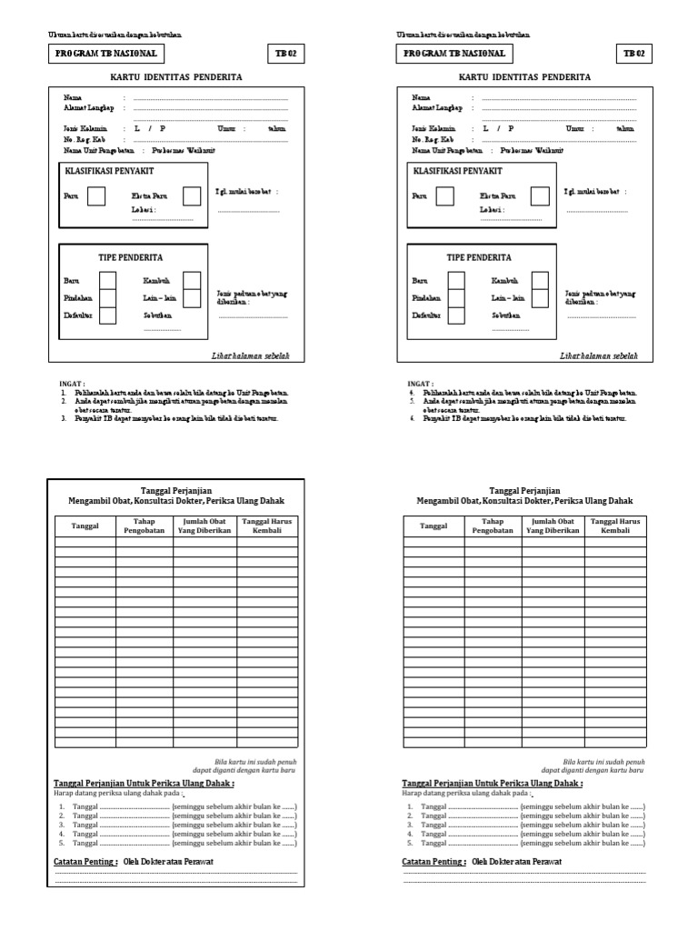 Kartu TB 02 | PDF