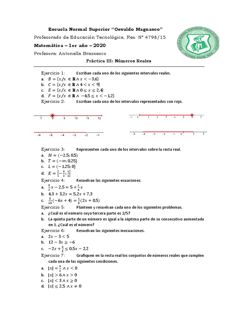 Practica III - Numeros Reales | PDF | Conceptos matemáticos | Notación ...