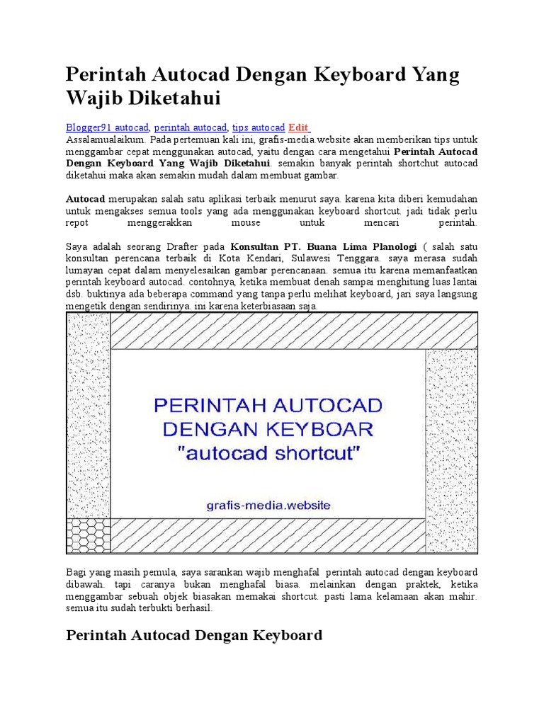 Perintah Autocad Dengan Keyboard Yang Wajib Diketahui | PDF